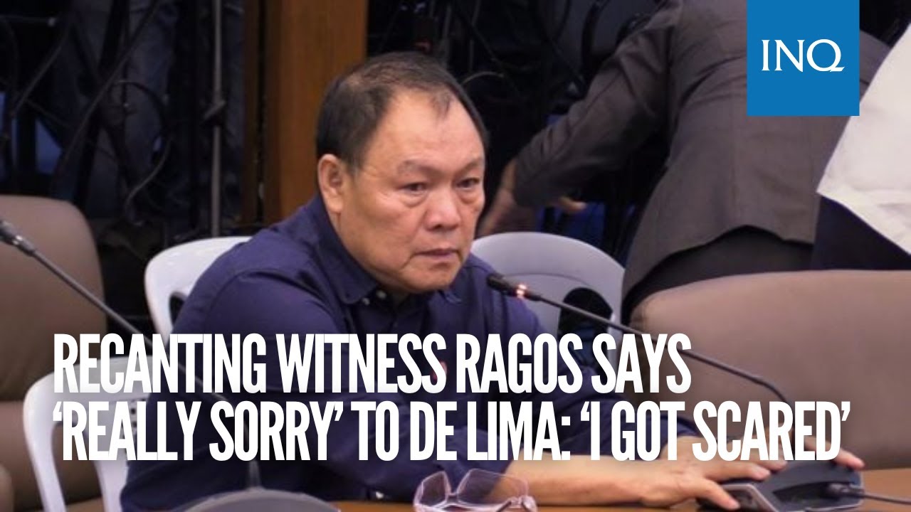 Recanting witness Ragos says ‘really sorry’ to de Lima: ‘I got scared ...