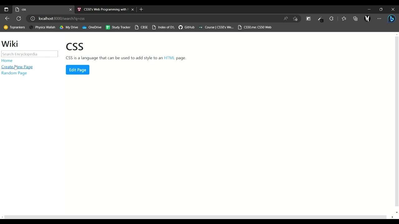 Cs50s Web Programming With Python And Js Project 1 Wiki Youtube
