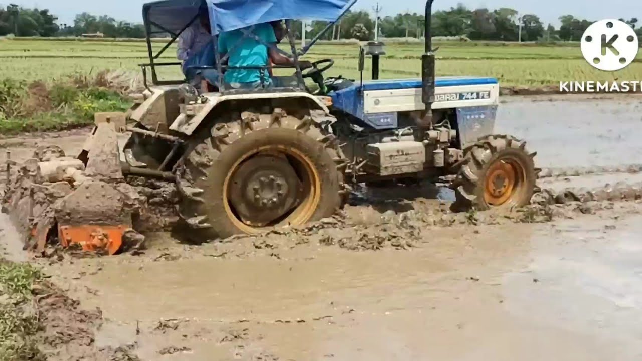 Swaraj 744 4×4 tractor rotavator - YouTube