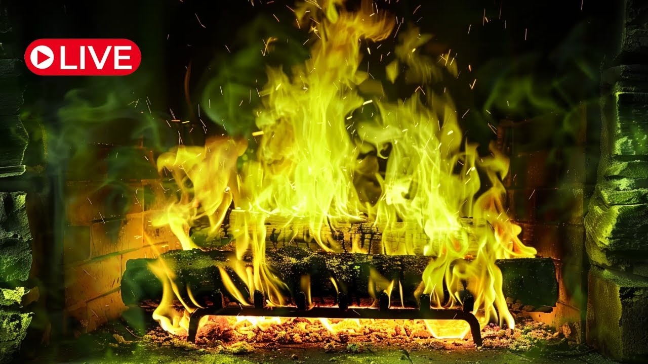 🔥 Beautiful GREEN FIREPLACE 4K! Magic Fireplace Burning with green ...