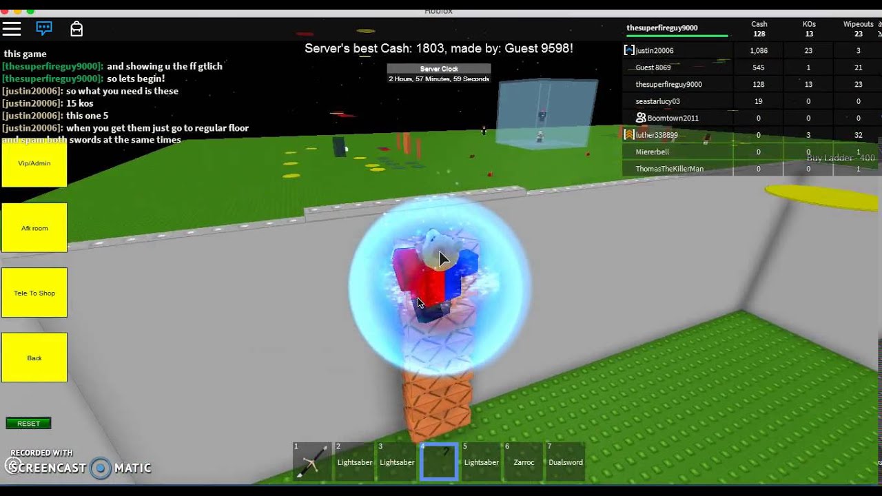 Testing out Two player war tycoon and doing the force field gtlich ...