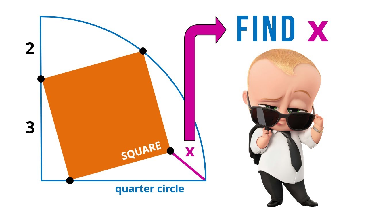 Calculate X | Square inside a Quarter Circle | Learn to Solve Geometry ...