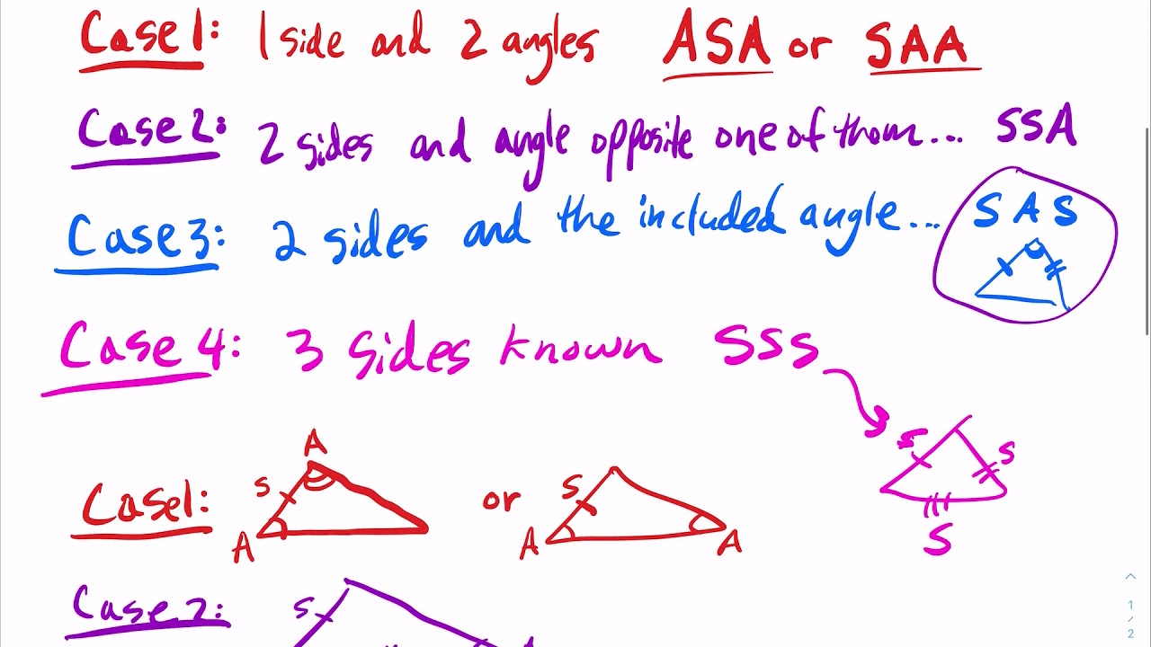 3.2.1 The Law of Sines (Case 1 Triangle SAA and ASA) - YouTube