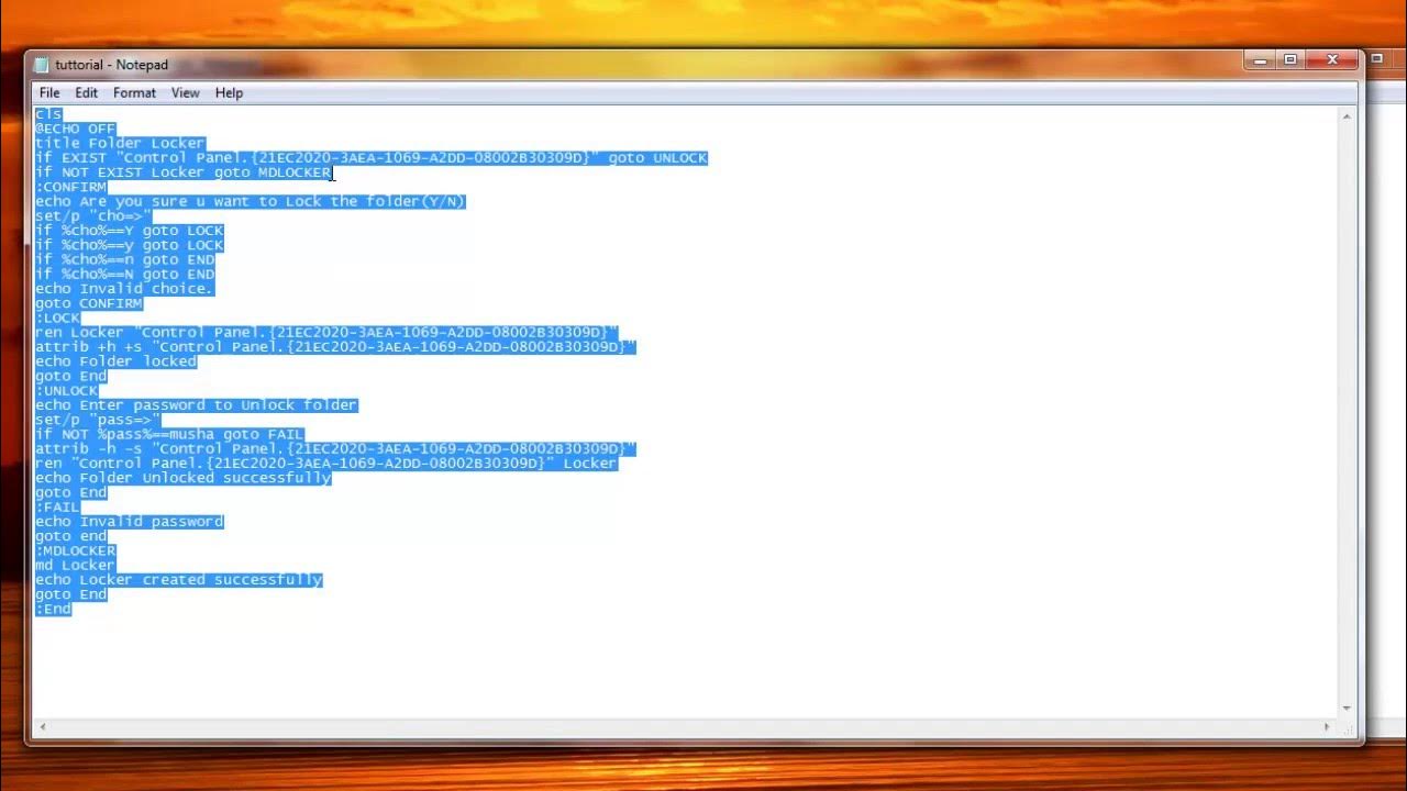 How To Lock A Folder Using Notepad 2016 - YouTube