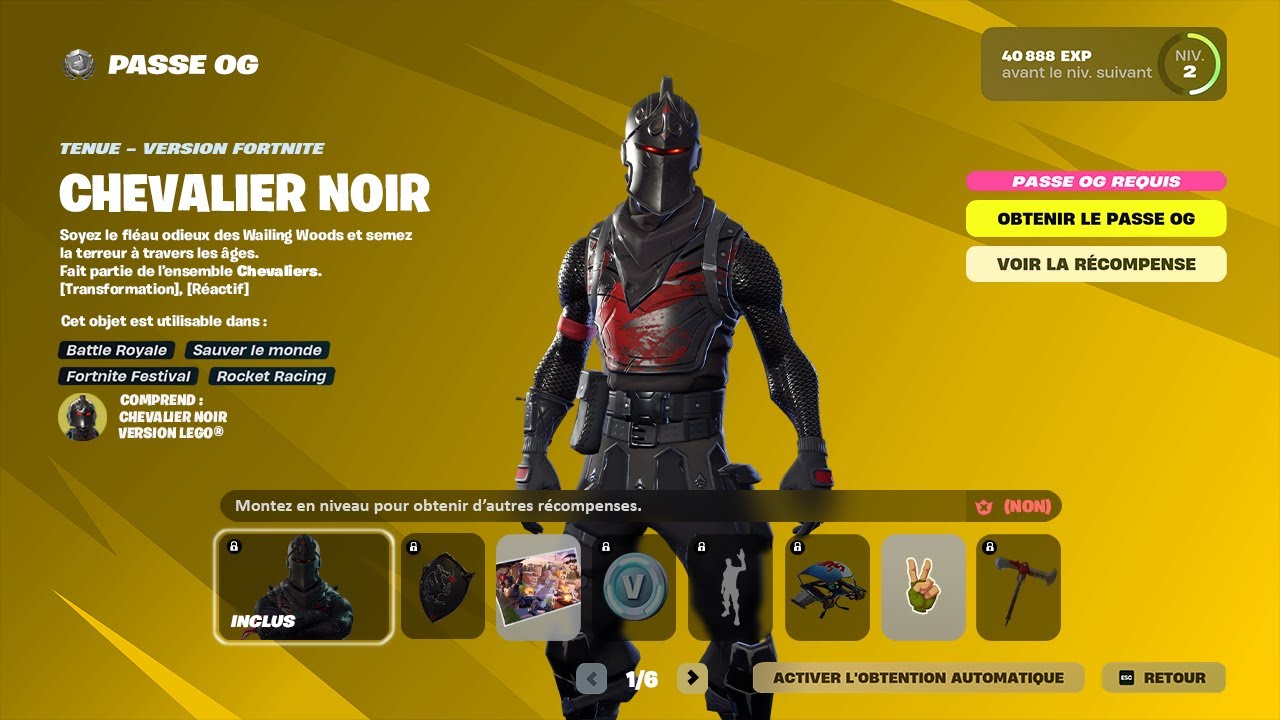 PASSE DE COMBAT SAISON 2 CHAPITRE 1 OG sur FORTNITE !! (Chevalier Noir ...