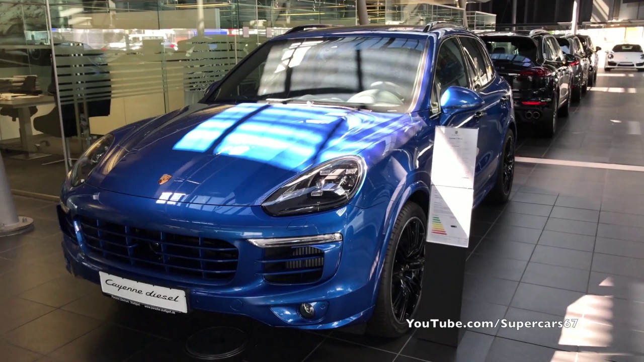 Sapphire Blue Porsche Cayenne S diesel spotted at Stuttgart - YouTube
