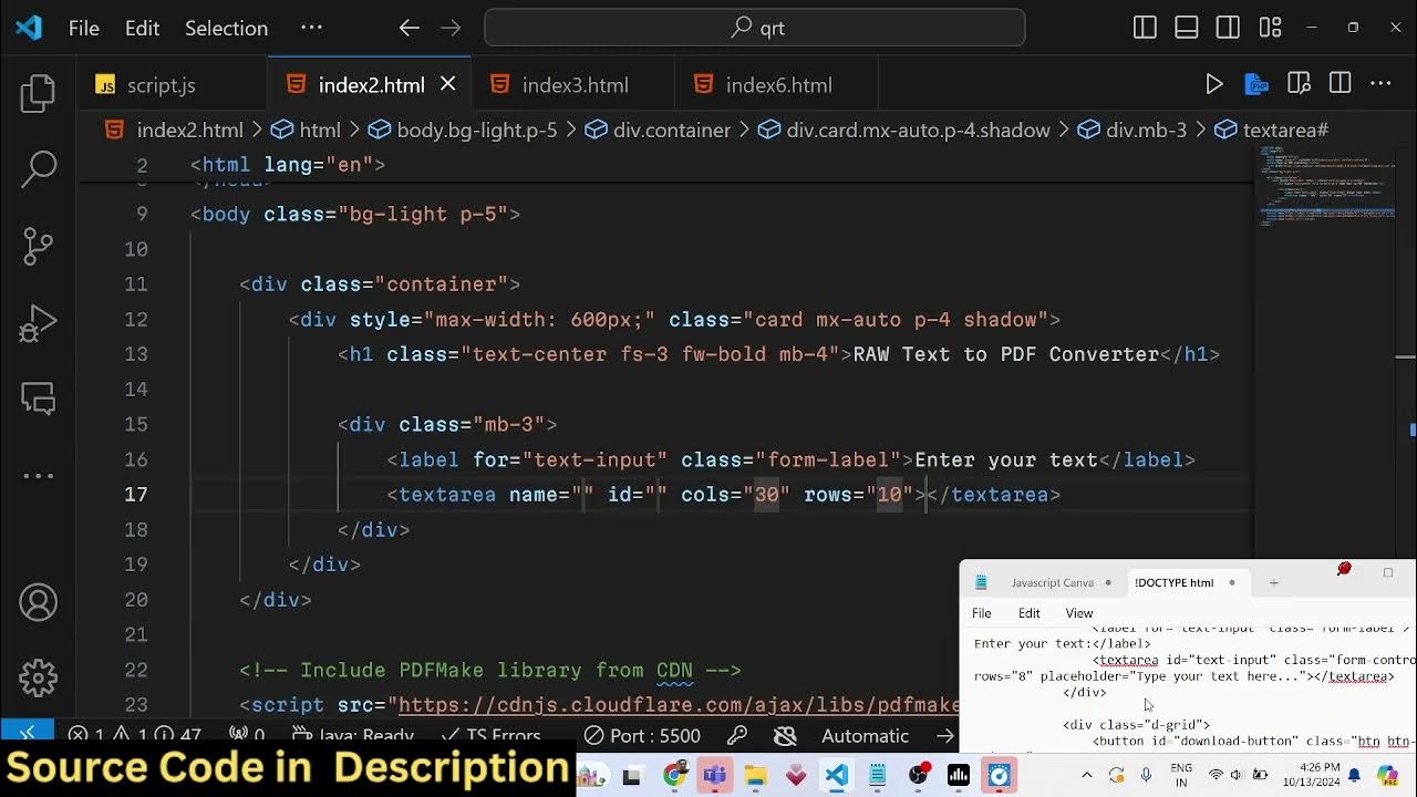 Javascript PDFMake.js Tutorial to Export Raw Text to PDF Document in Browser - YouTube