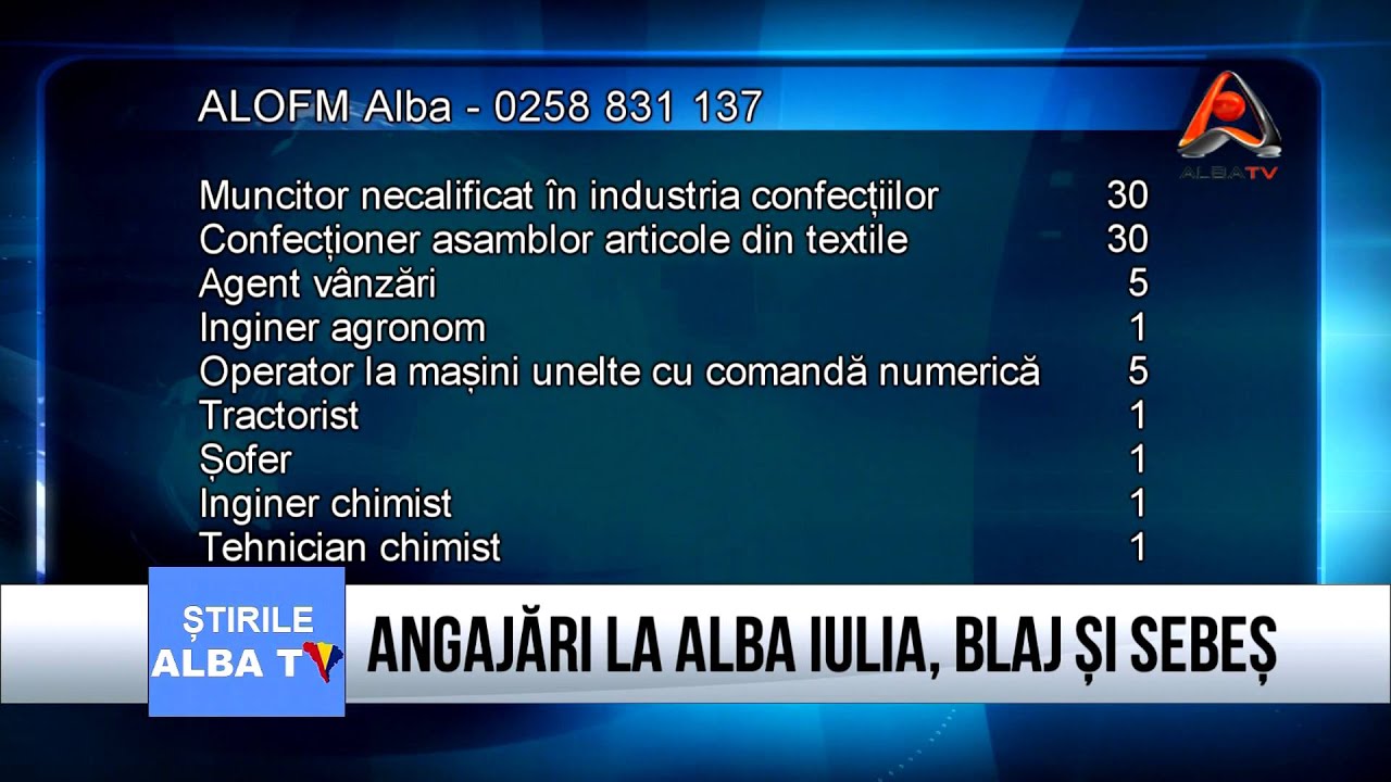 ANGAJARI LA ALBA IULIA, BLAJ SI SEBES - YouTube