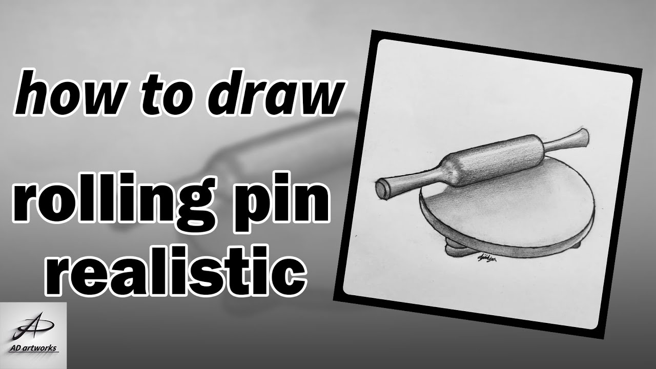 how to draw belan/rolling pin realistic | still life drawing | easy ...