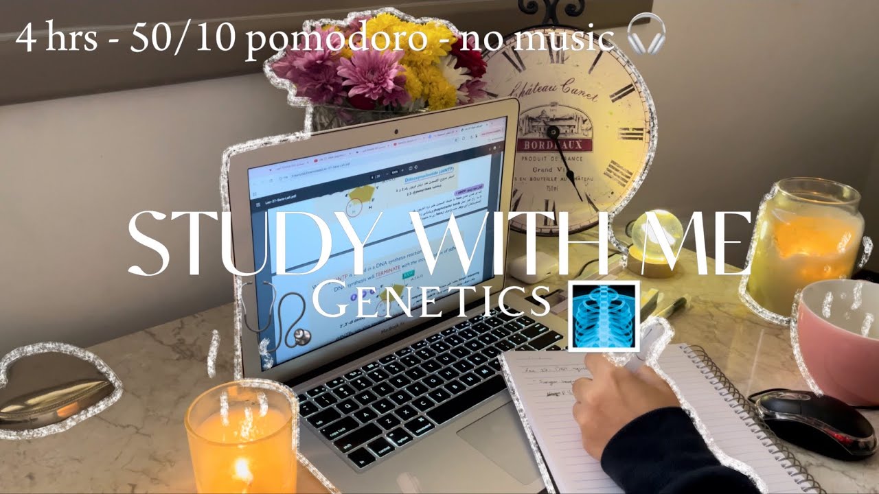 Real time study with me 4 hours 🩺 | 50/10 pomodoro ⏱️ - MED SCHOOL - no ...