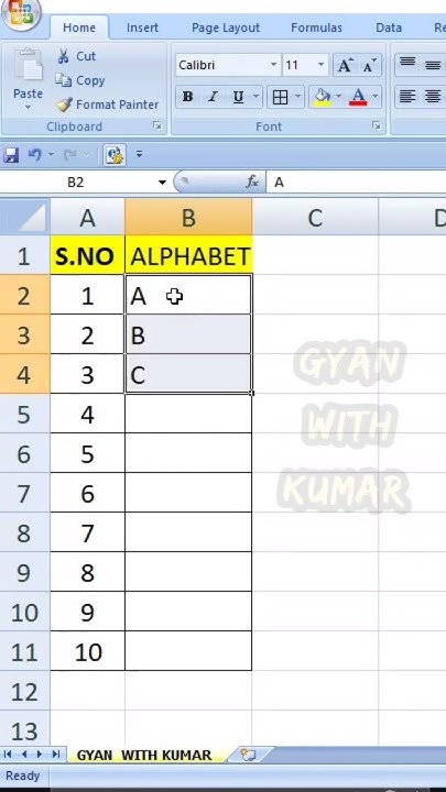Insert A To Z Seriesshorts Excel Msexcel Youtubeshorts Gyanwithkumar Ytshorts Youtube