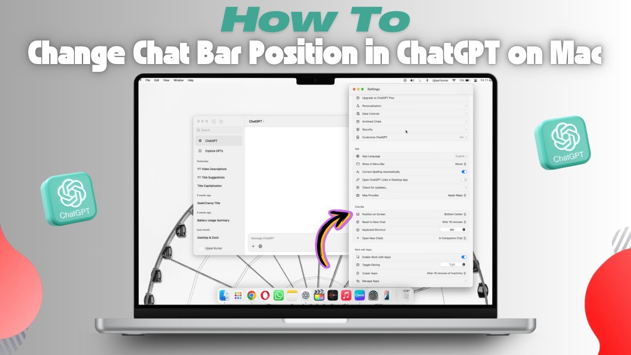 How to Change Chat Bar Position in ChatGPT on Mac - YouTube