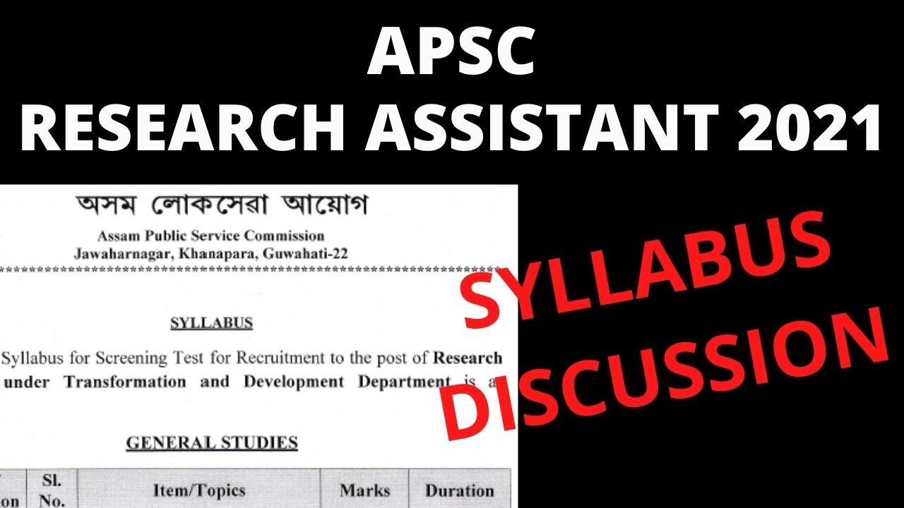 APSC Research Assistant Exam 2021 (Syllabus Discussion) - YouTube