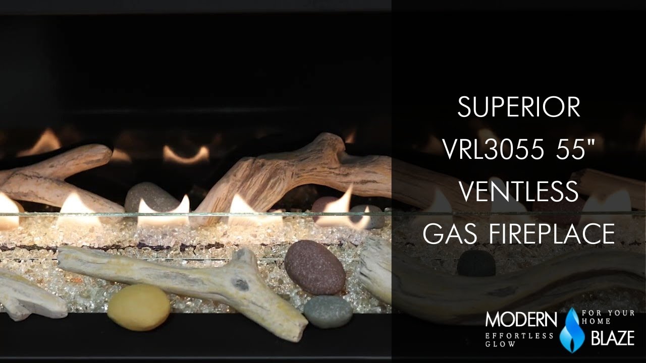 Superior VRL3055 Ventless Gas Fireplace Burn Video - YouTube