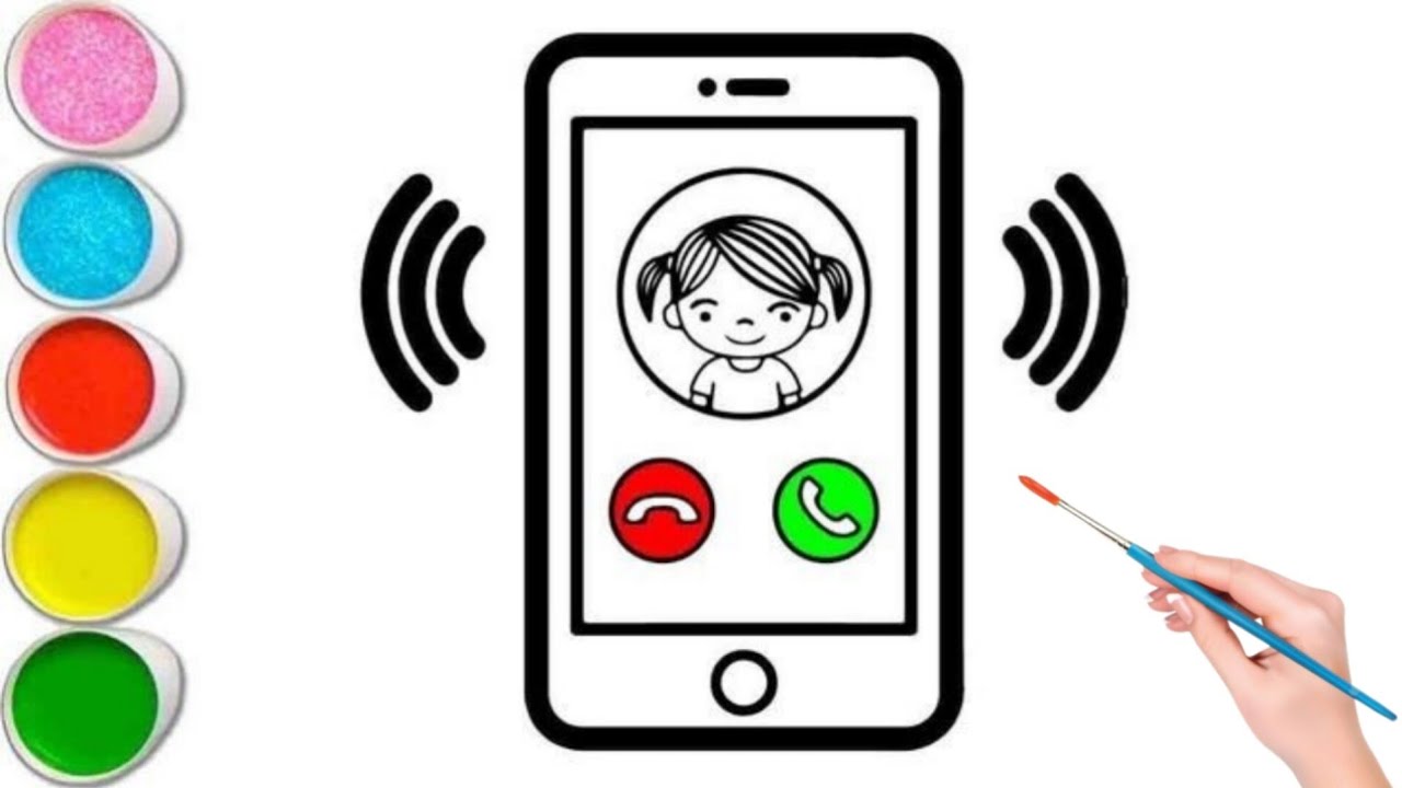 📞🙋‍♀️Cute Friend Calling On phone Drawing and Coloring|Fun kids ...