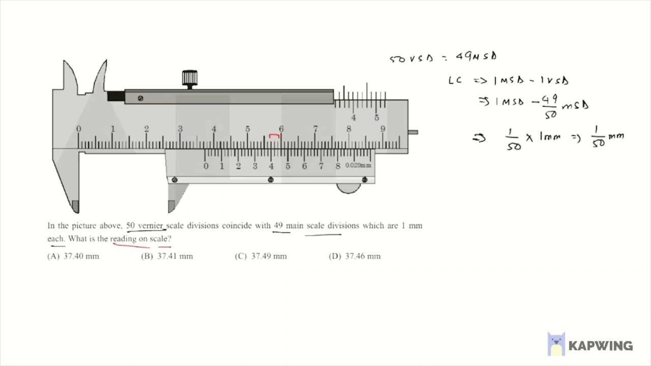 In The Picture Above 50 Vernier Scale Divisions Coincide With 49 Main In The Picture Above 50 Vernier Scale Divisions Coincide With 49 Main