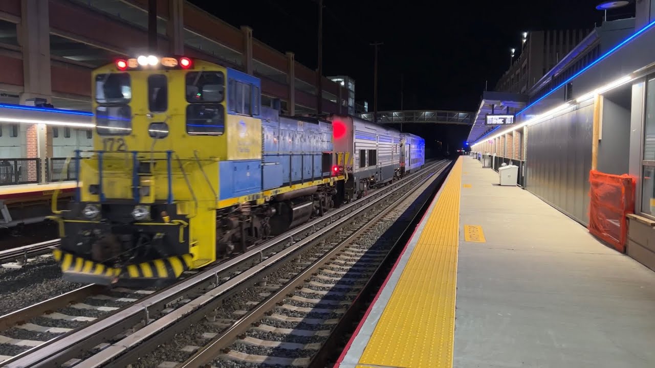 Rare: LIRR MP15AC 172 tows DM30AC 504 and C3 cab car 5002 past Mineola ...