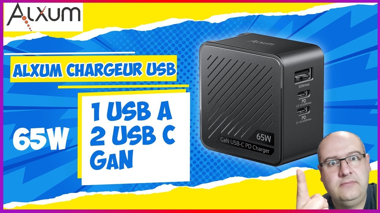 Le chargeur Alxum 65W GaN 3 port usb - YouTube