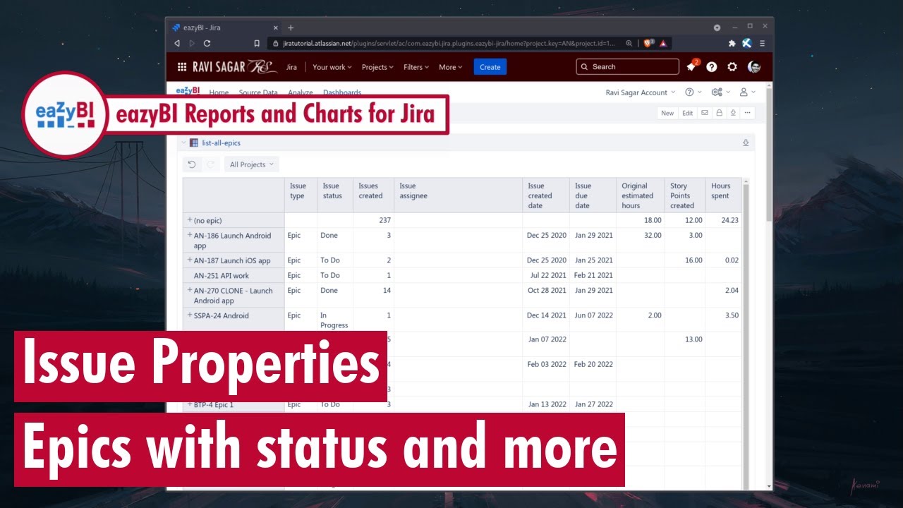 eazyBI - Expandable epics with status and more - YouTube
