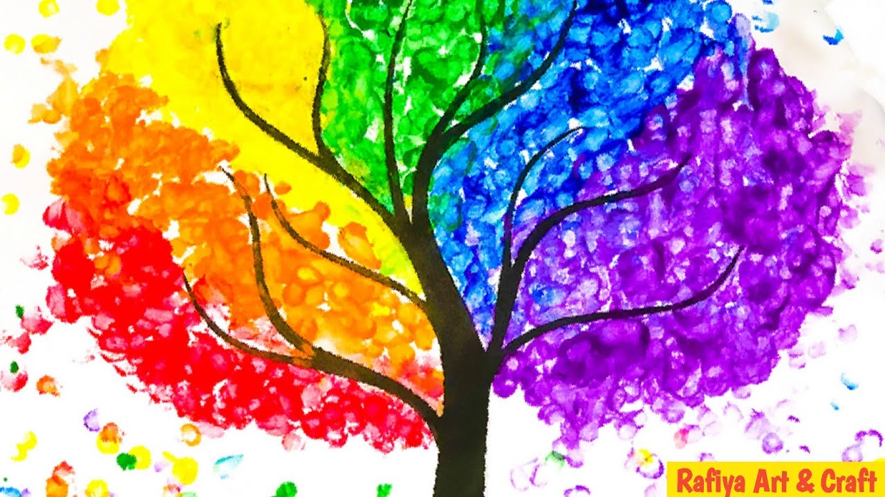 How to Paint Colorful tree | Painting for beginners acrylic easy ...