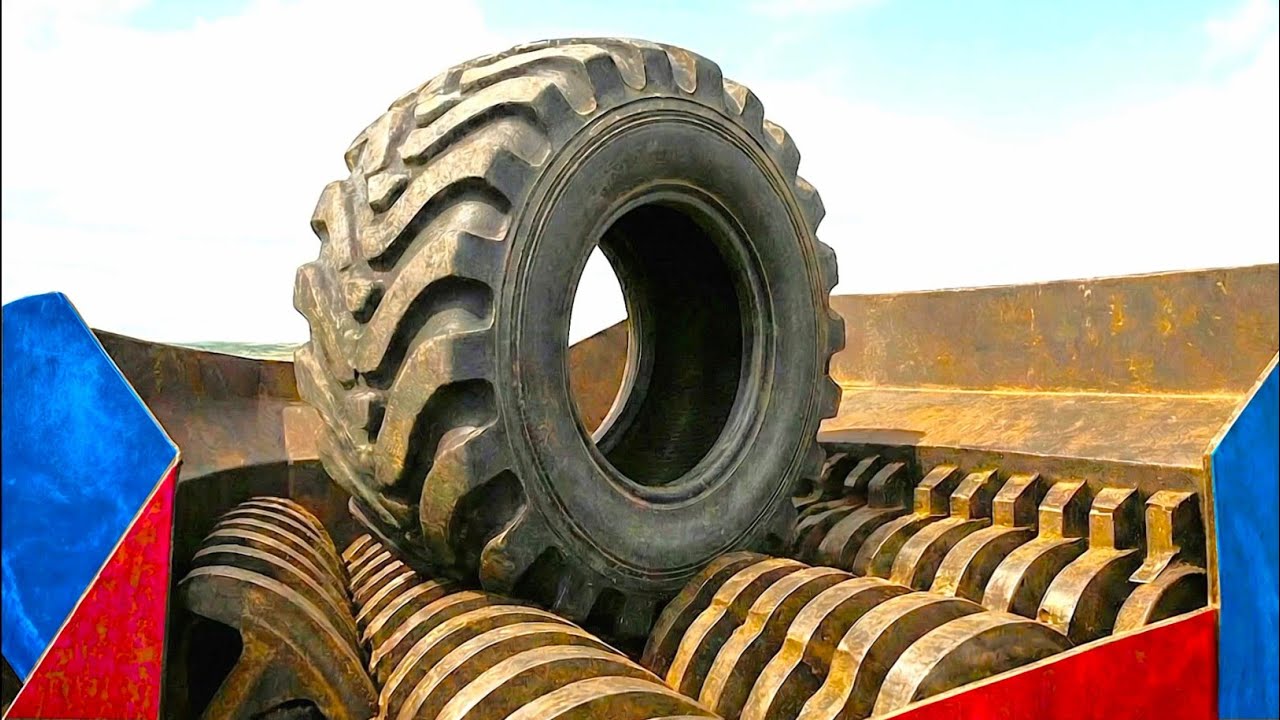 Giant Industrial Shredder vs Tyre and Metal Things! Extreme Shredding ...