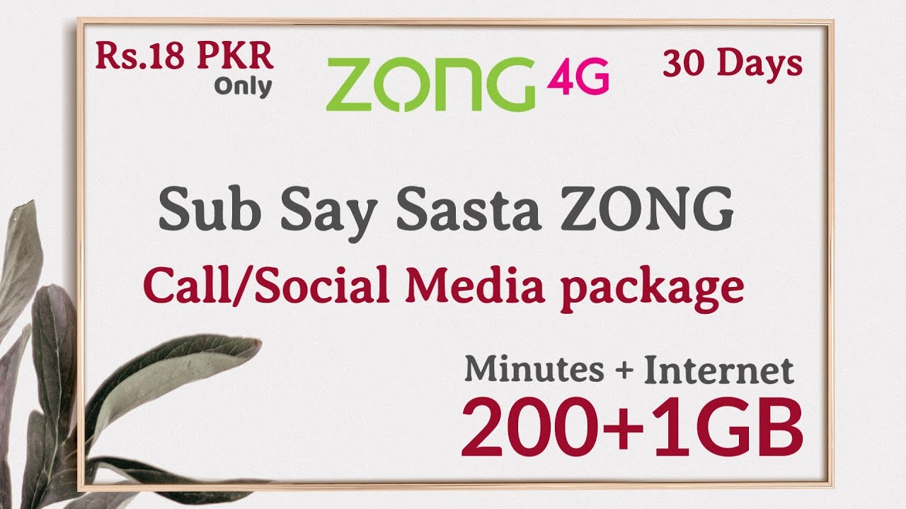 Zong Monthly Best Social Media/Call Pkg 2021 Rs. 18 PKR | What ...