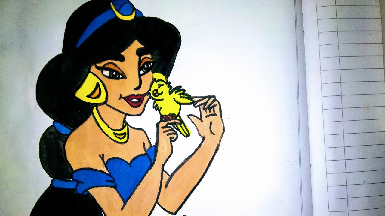 How To Draw Jasmine Disney Princess From Aladdin Movie - YouTube
