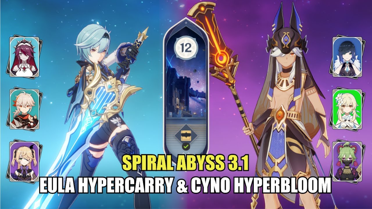 Eula Hypercarry & Cyno Hyperbloom - Spiral Abyss 3.1 Floor 12 (9 Stars ...