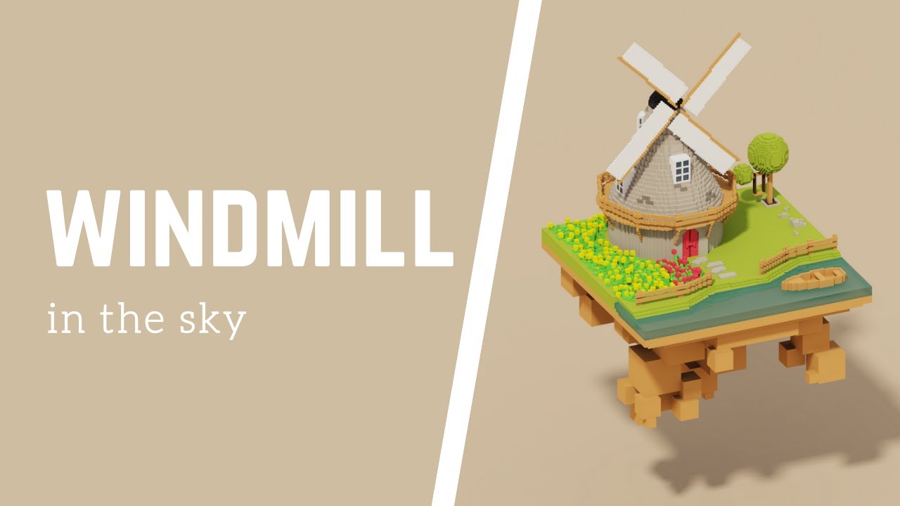 Windmill in the sky - Voxel Art - YouTube