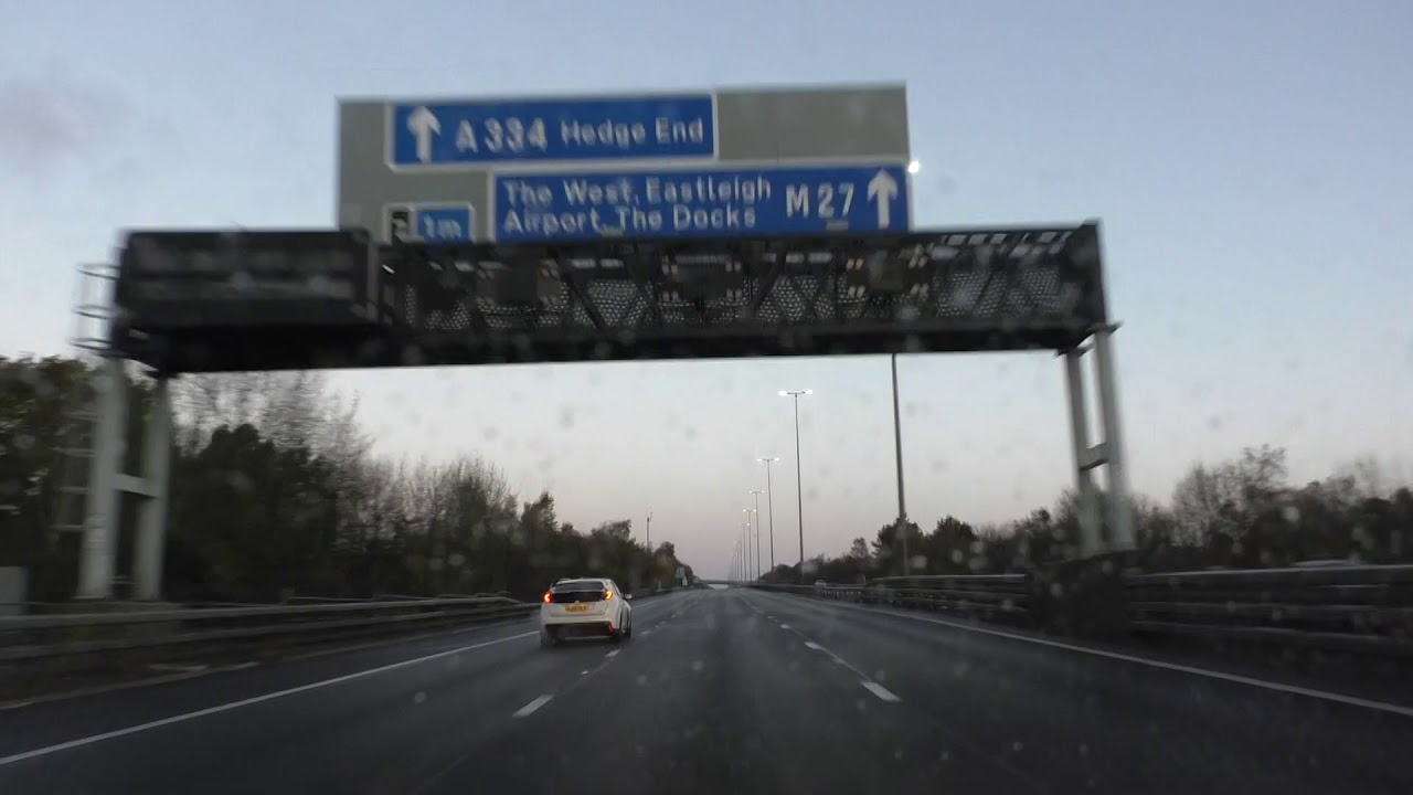 Driving On The M275, M27 & M3 Motorways From Portsmouth Port To Winnall ...