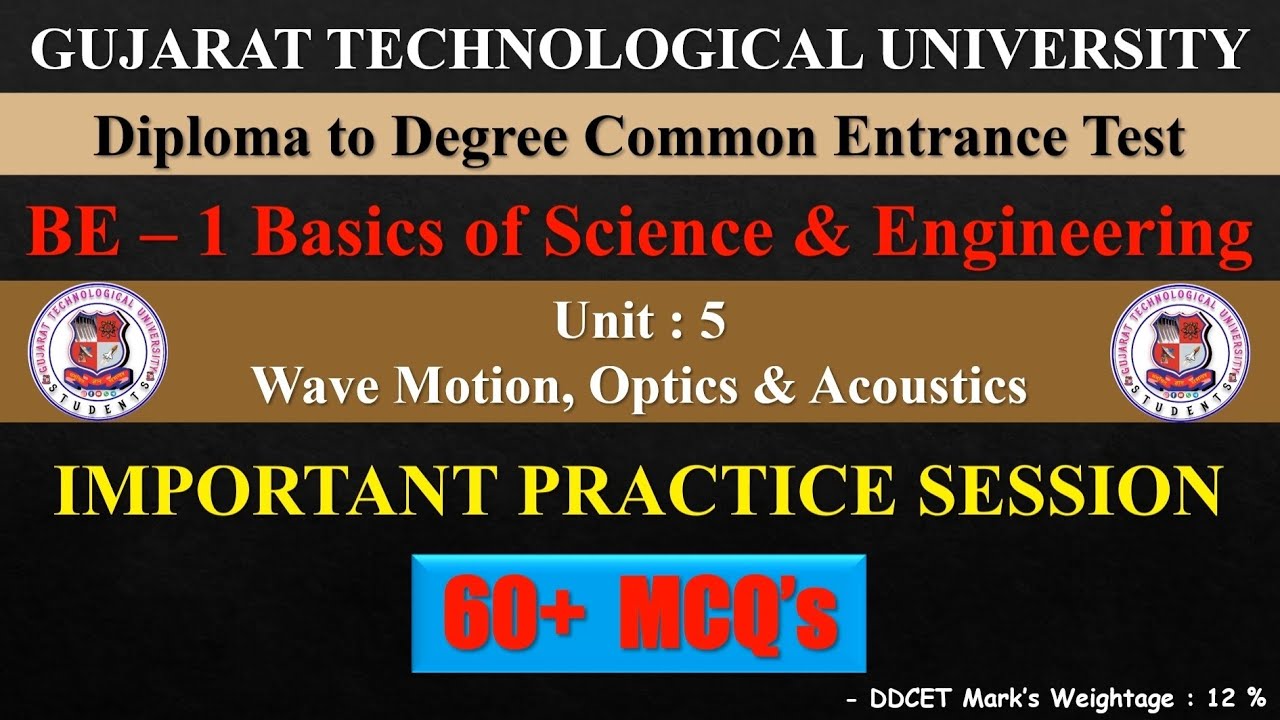 MCQ's Practice Session on Unit 5 Wave Motion, Optics and Acoustics | DDCET - YouTube