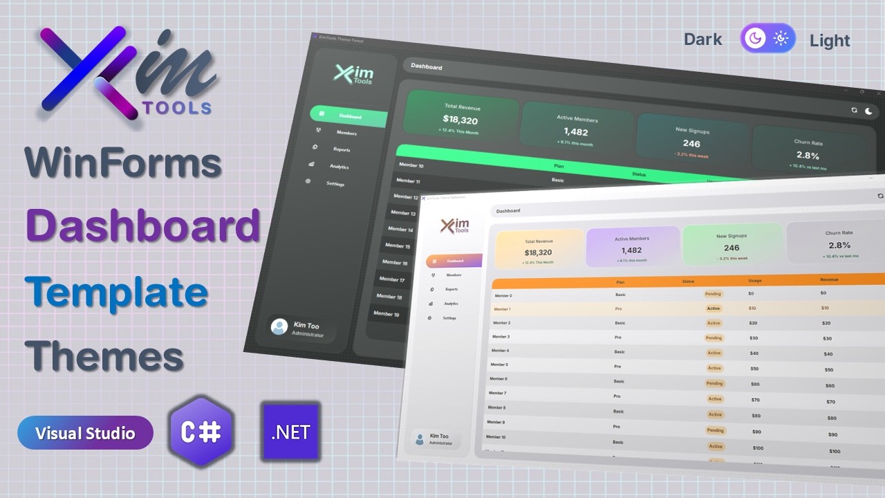 Build a Modern WinForms Dashboard + Login with Dark & Light modes using ...