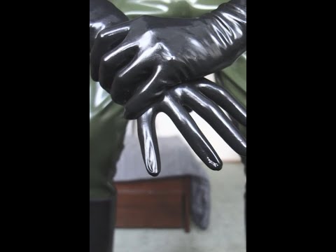 Shiny latex wrist gloves