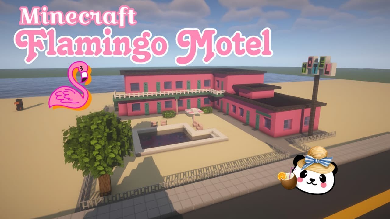 How to make a Flamingo Motel 🦩🏨 in Minecraft 🐼 | Motel | Minecraft ...