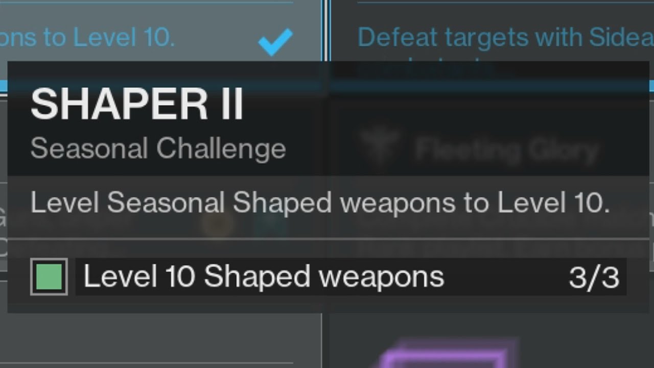 Destiny 2 SHAPER 2 Seasonal Challenge Level 10 Shaped Weapons - YouTube