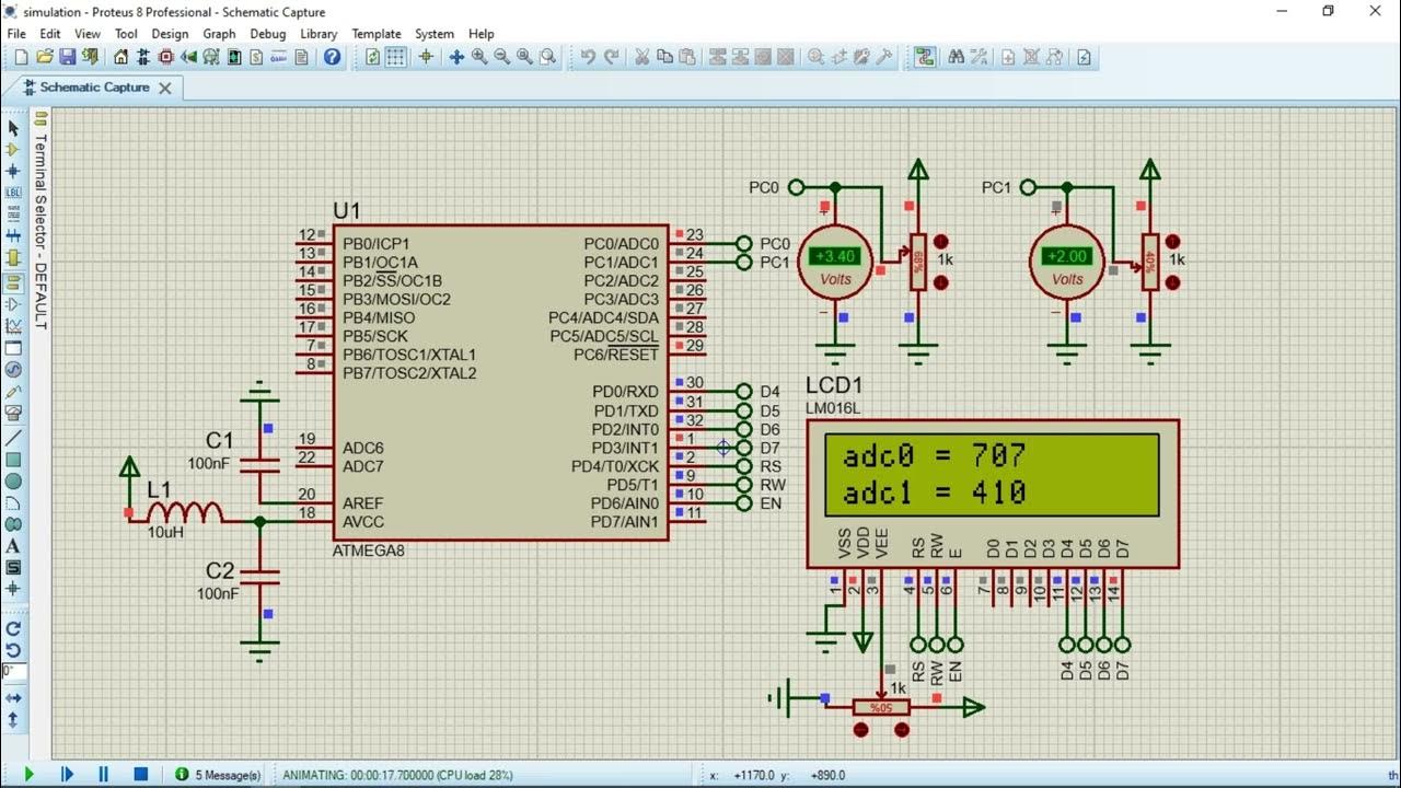 Atmega8 Adc Lcd16x2 Youtube
