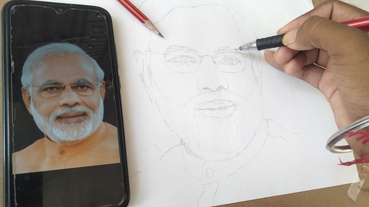 narendra modi | outline drawing modiji |easy step by step drawing ...