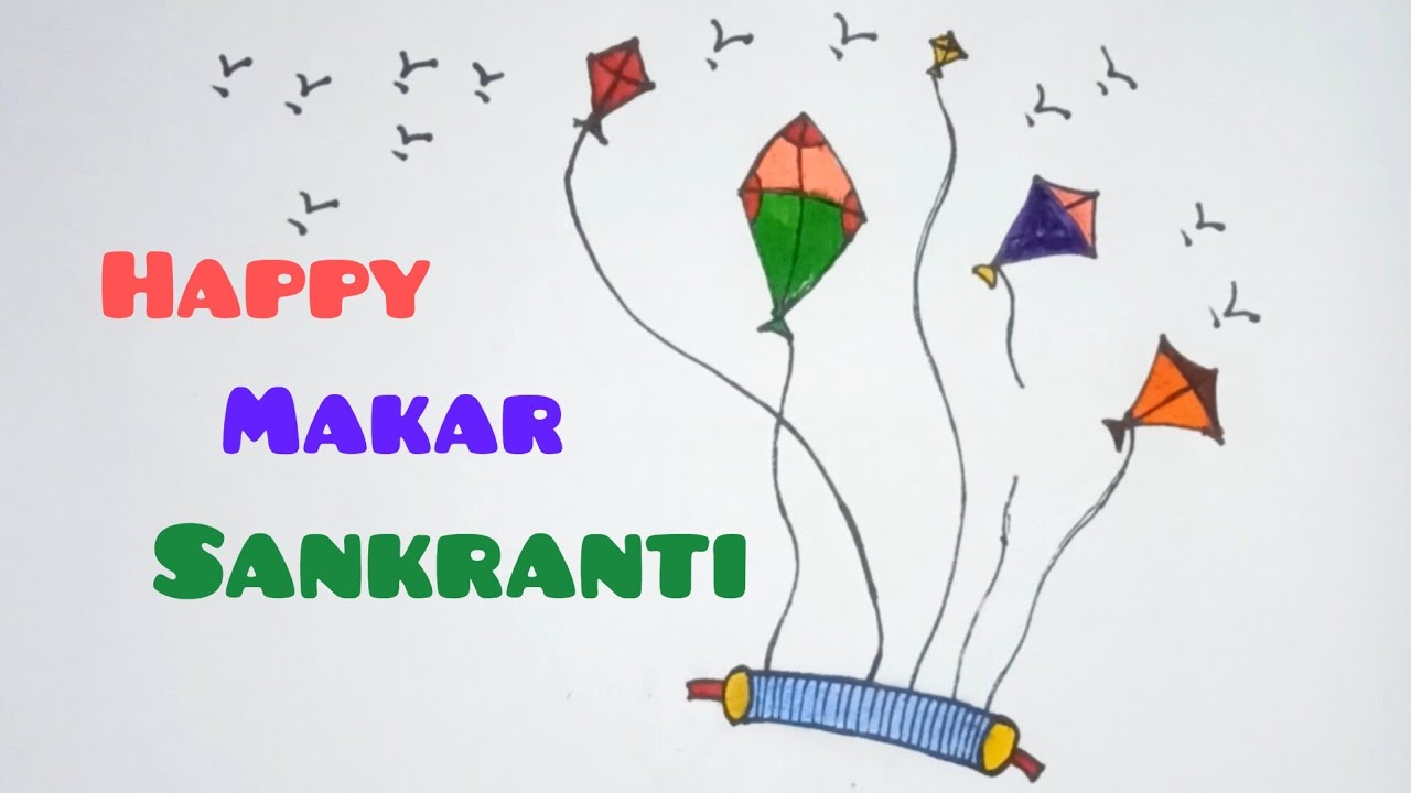 How to draw makar Sankranti drawing || Happy makar Sankranti drawing ...