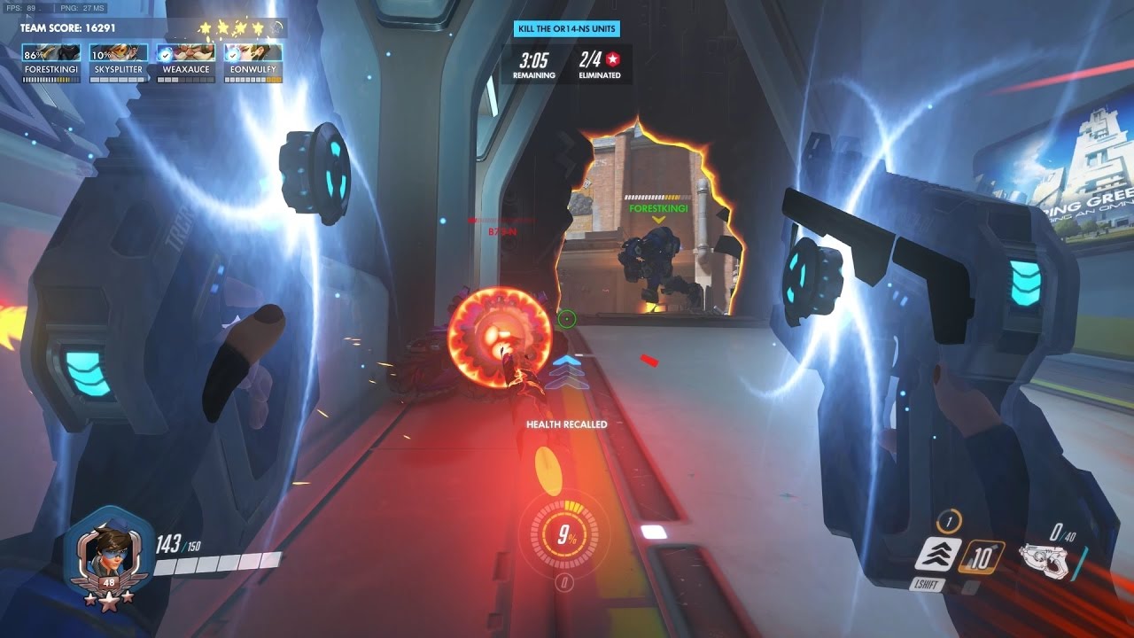 [Overwatch] Last 5 minutes of Uprising on Legendary (as Tracer) - YouTube