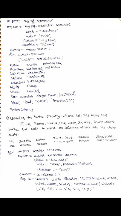 Interface Python with SQL CBSE CLASS 12 Computer Science #cbse #class12 #csc #python #revision ...