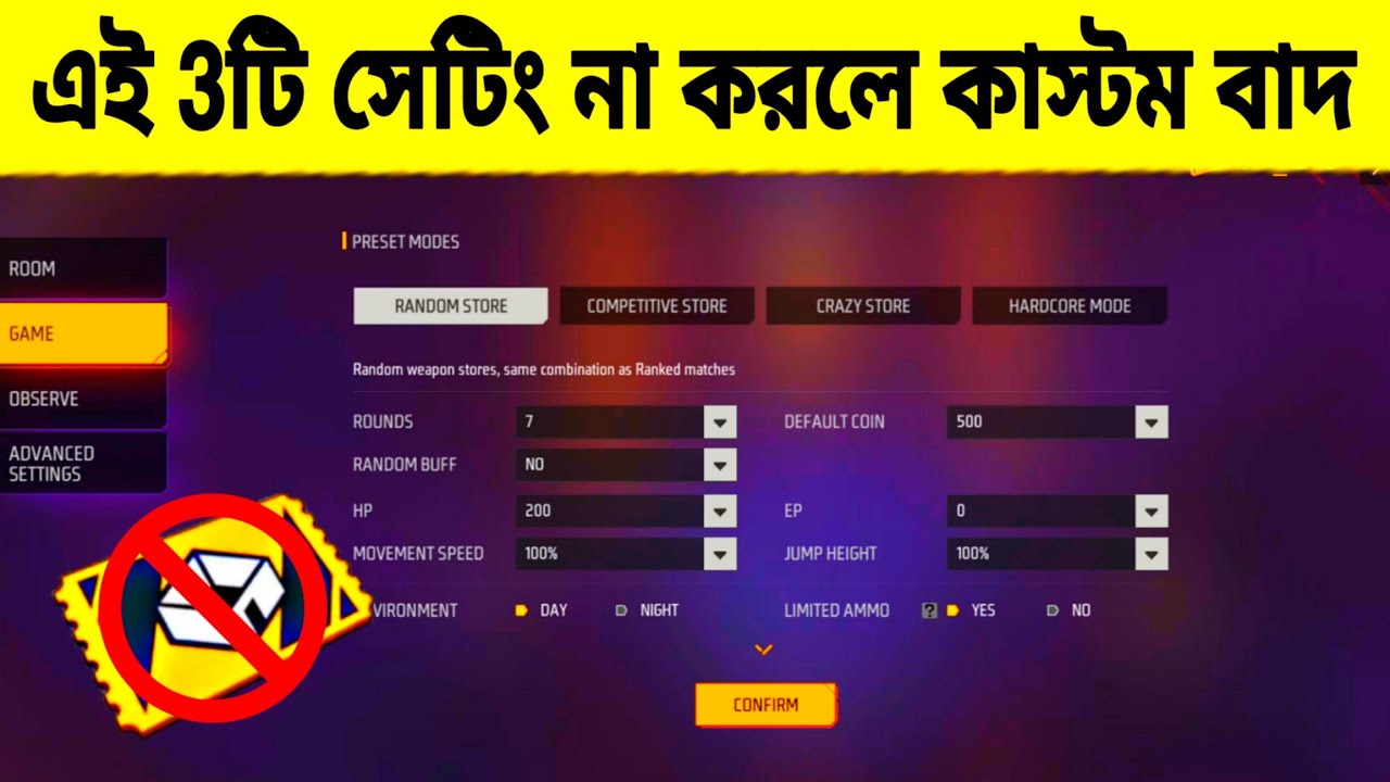 3 Secret Custom Room Setting In Free Fire || Custom Card Create 3 ...