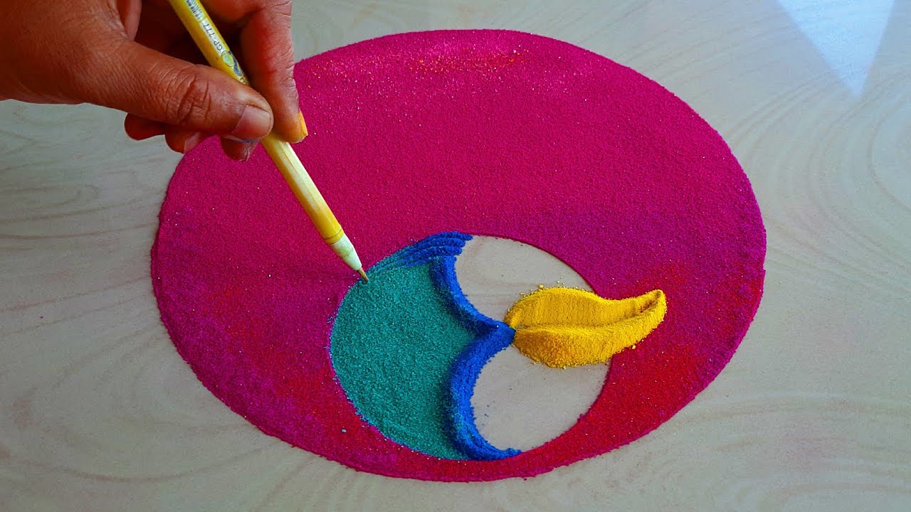 #1795 DIWALI rangoli designs | Navratri rangoli design satisfying video ...