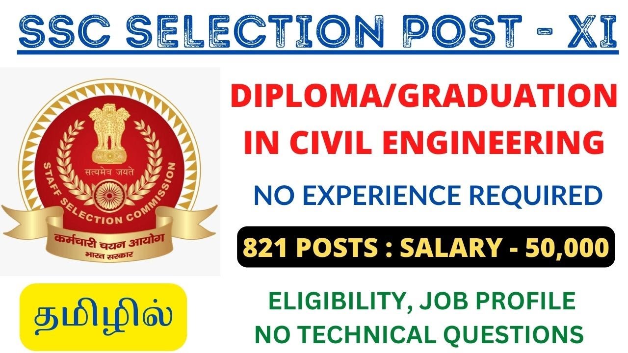 821 VACANCIES🔥 FOR CIVIL ENGINEERING CANDIDATES | SSC SELECTION POST ...