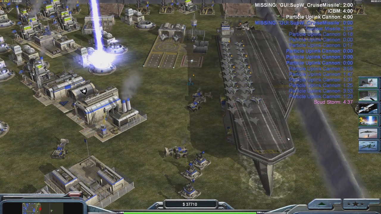 USA Laser - Command & Conquer Generals Zero Hour - 1 vs 7 HARD Gameplay - YouTube