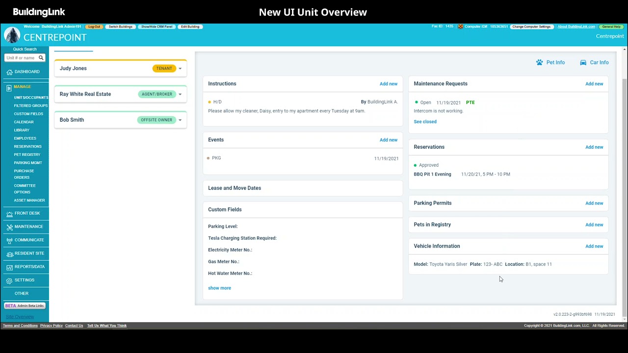 【Tutorial】Management Site - New UI Unit Overview | BuildingLink ...