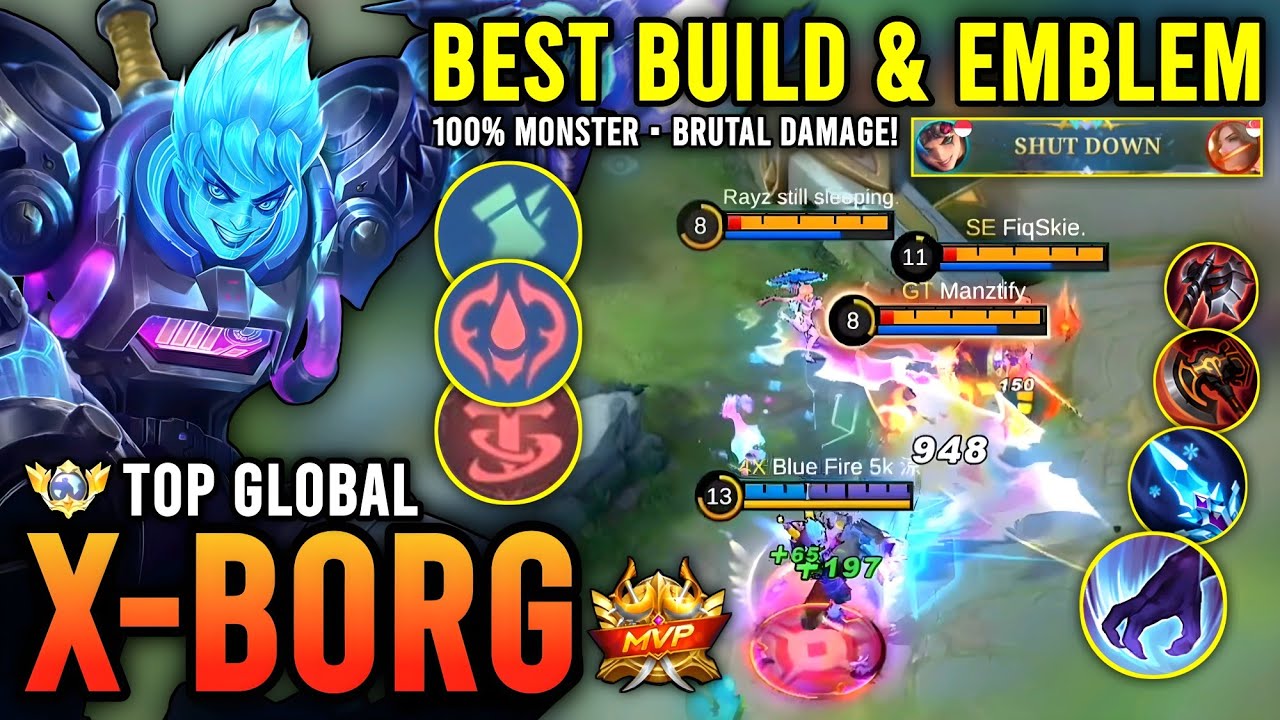 STRONGEST JUNGLER!! X-BORG BEST BUILD & EMBLEM 2023 | TOP GLOBAL X-BORG ...