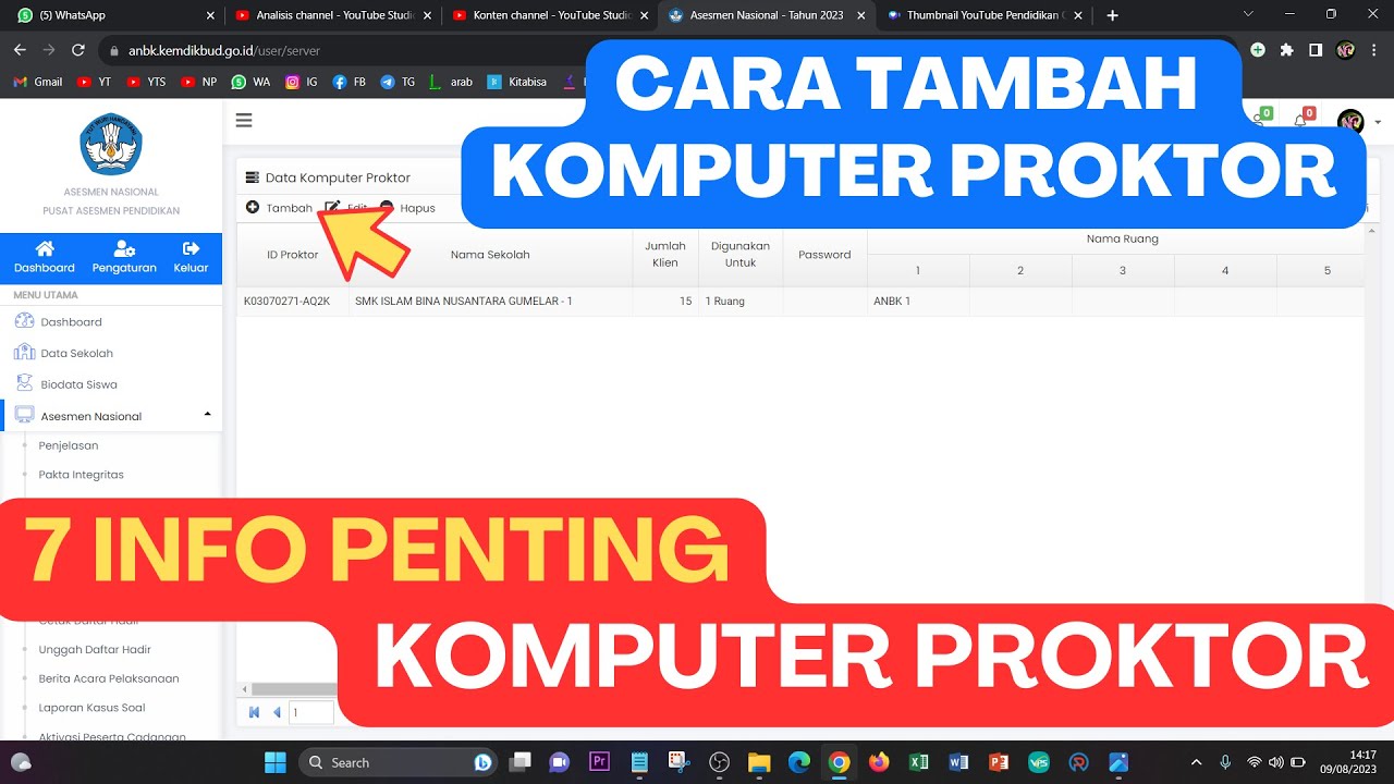 CARA TAMBAH KOMPUTER PROKTOR DI MENU ASSESMENT NASIONAL ANBK 2023 - YouTube