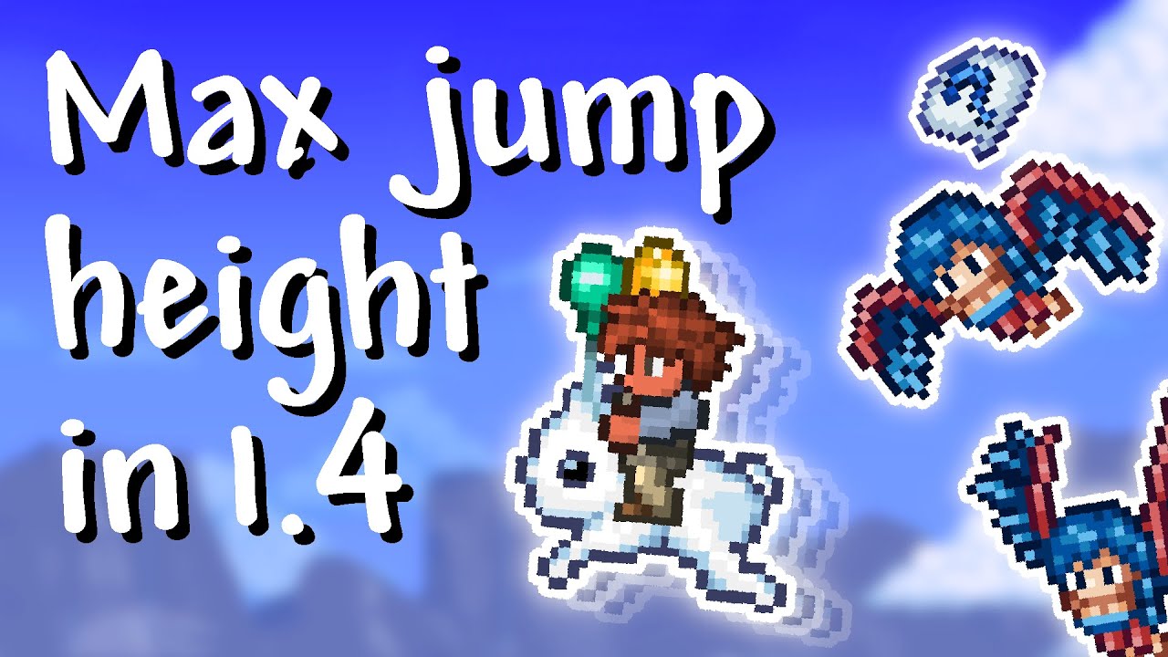 Terraria - 1.4 Maximum jump height (to the space and beyond!) - YouTube