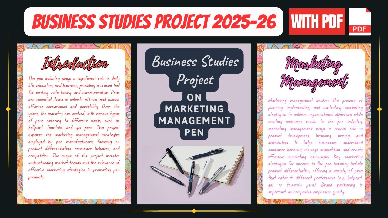 Marketing Management Project on Pen | CBSE Class 12 Business Studies ...