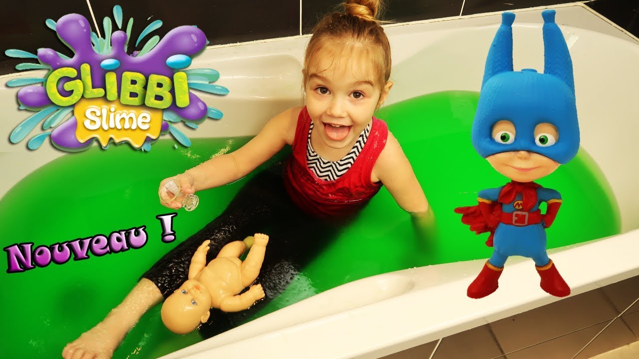 Glibbi Slime - Gelli Baff Challenge : Masha et Michka dans notre ...